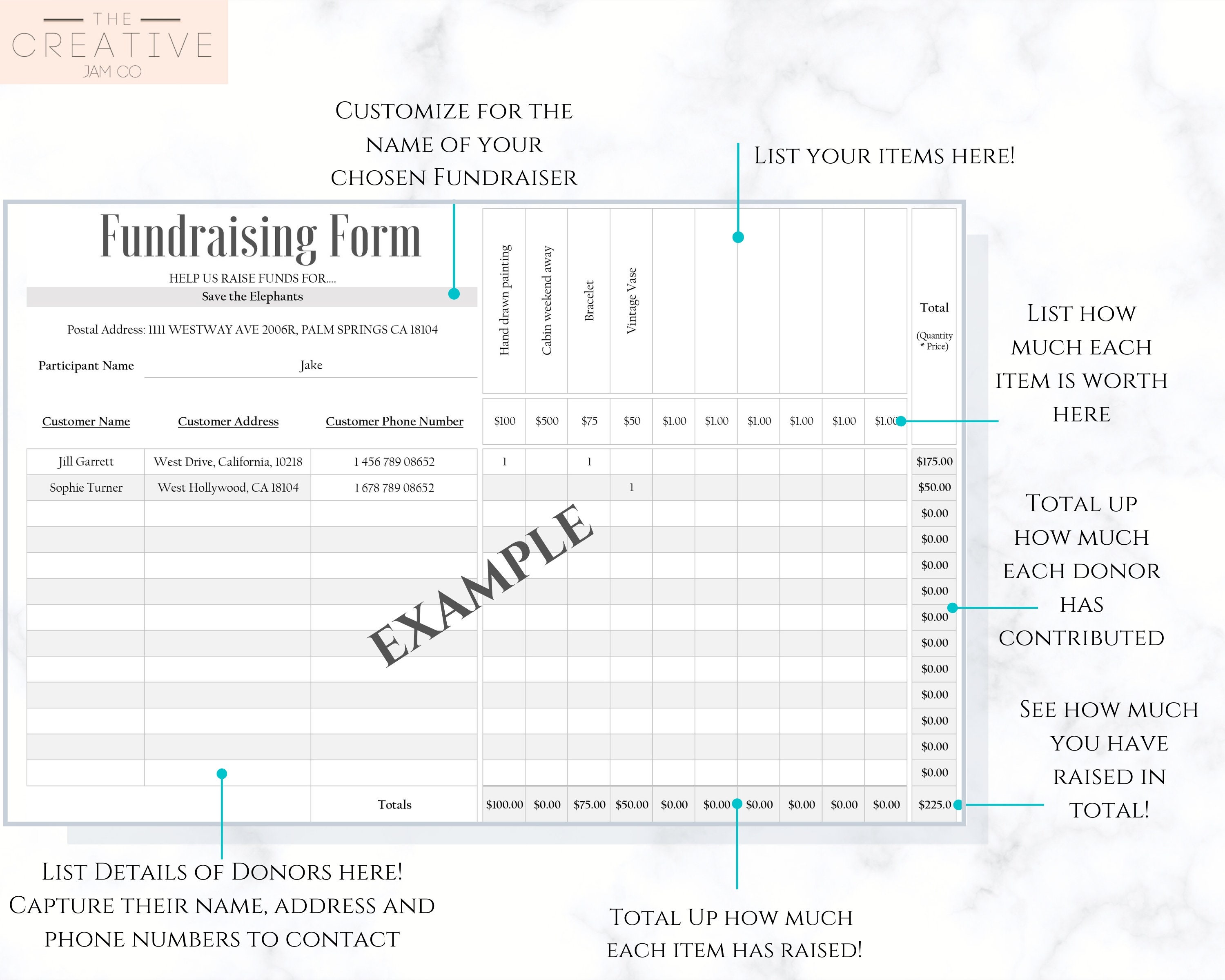 EDITABLE Fundraising Form | Fundraiser | Charitable Donation Tracker ...