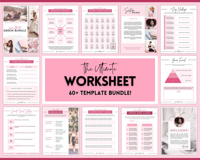 Workbook Template Bundle Canva WORKSHEET Templates Ebook - Etsy