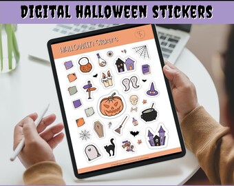 Halloween Digital Sticker Pack, 300 Png Digital Planner Stickers, Pre ...
