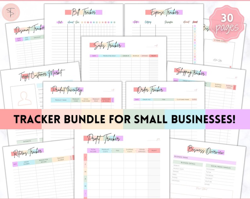 Small Business TRACKER BUNDLE Order Inventory Income - Etsy