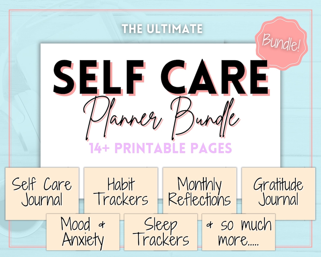 Self Care Planner & Wellness Journal BUNDLE! Printable Selfcare Tracker ...