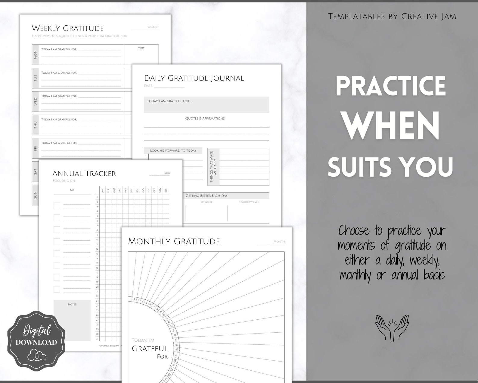 Printable Gratitude Journal BUNDLE Mindfulness Log Gratitude - Etsy