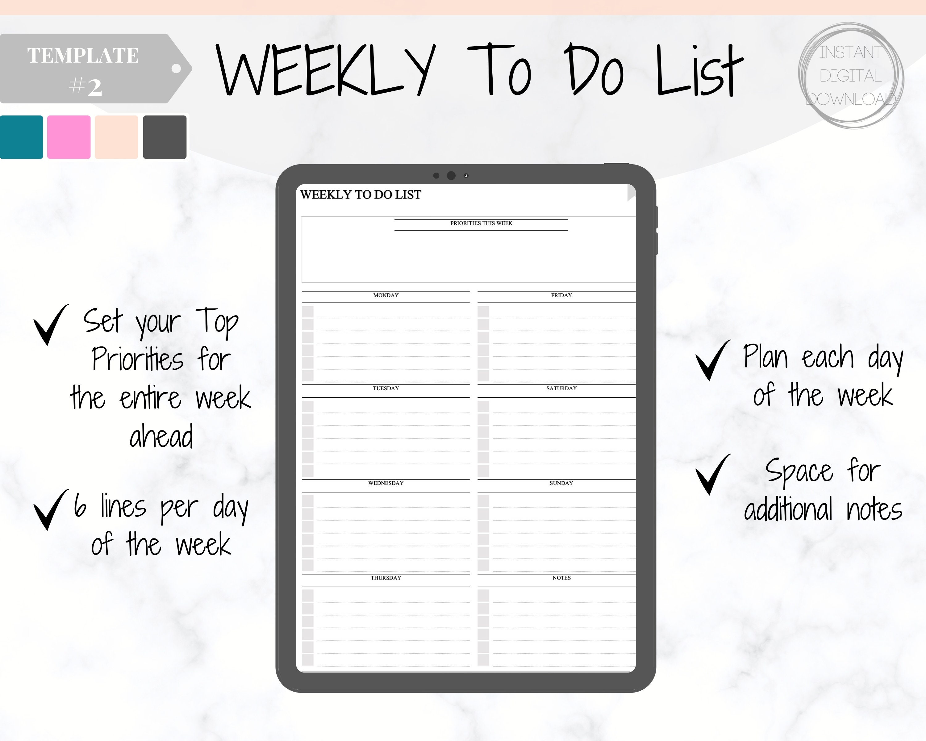 To do List Productivity Planner Checklist. Printable with Goal | Etsy