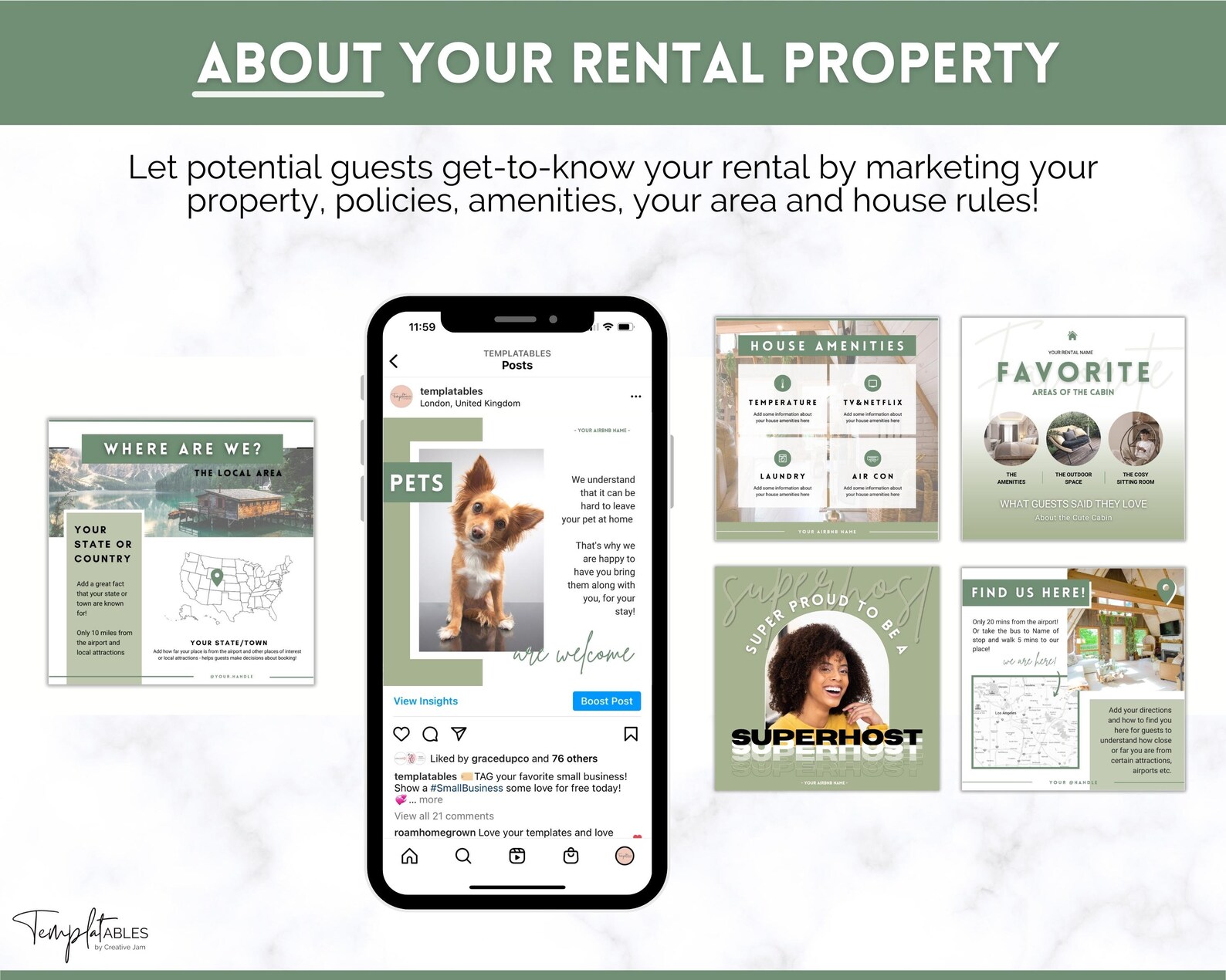 VRBO Template for Instagram Editable Social Media Posts - Etsy