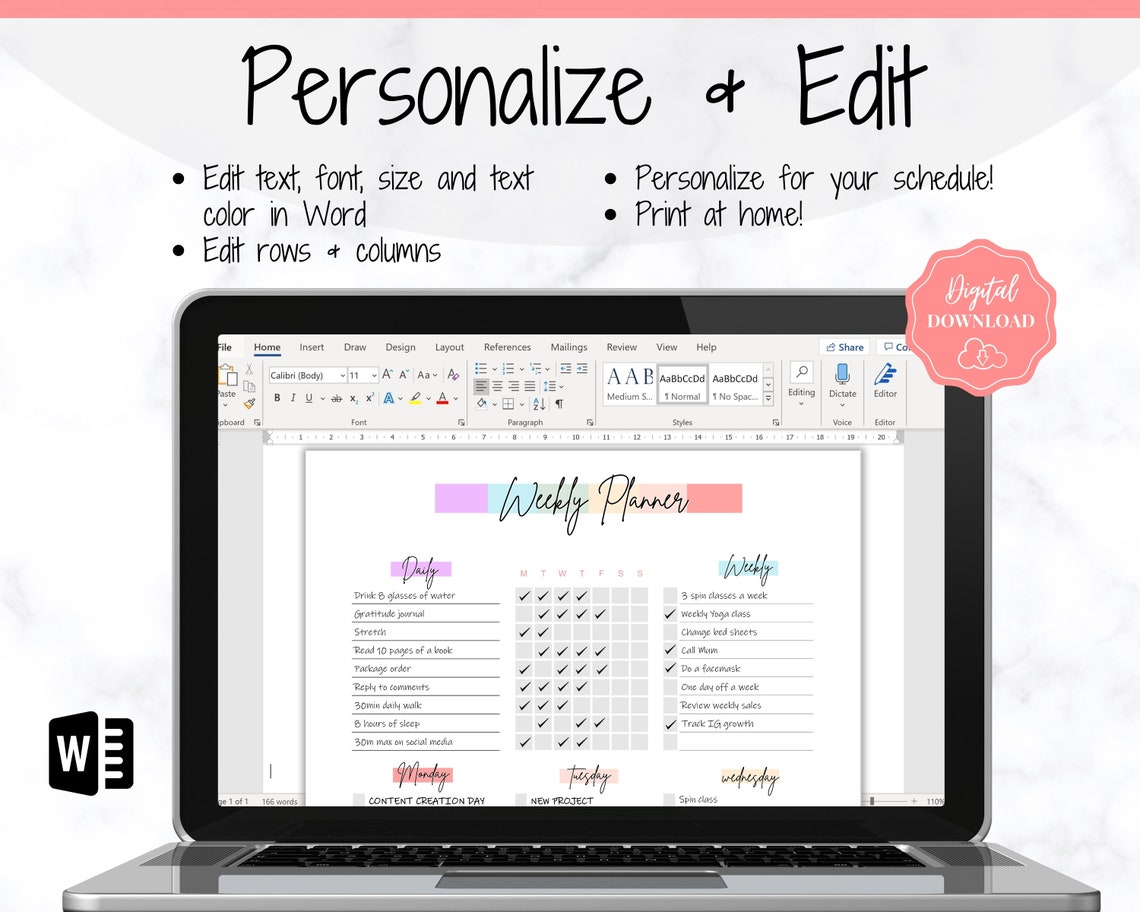 MONTH at a Glance Planner, Editable Weekly & Monthly Planners, to Do ...