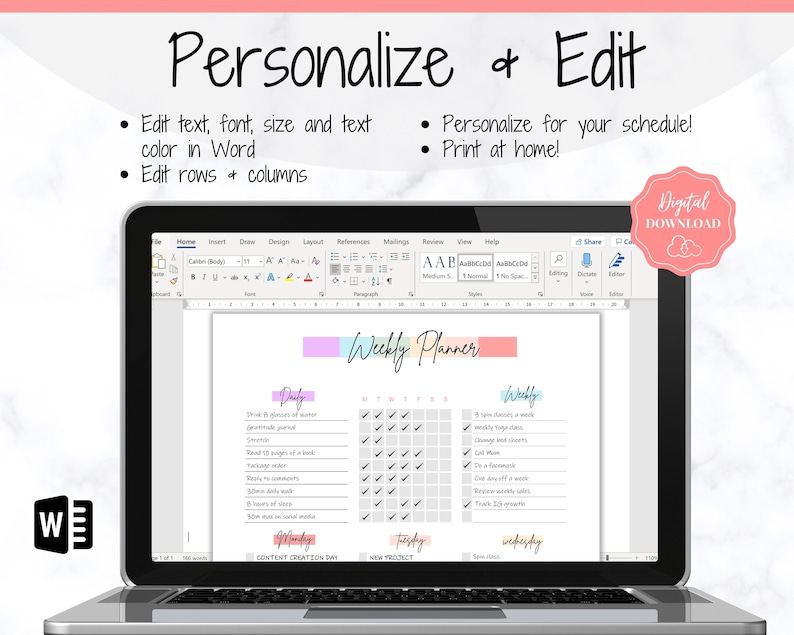 Student Planner Editable Weekly & Monthly Planners Weekly - Etsy