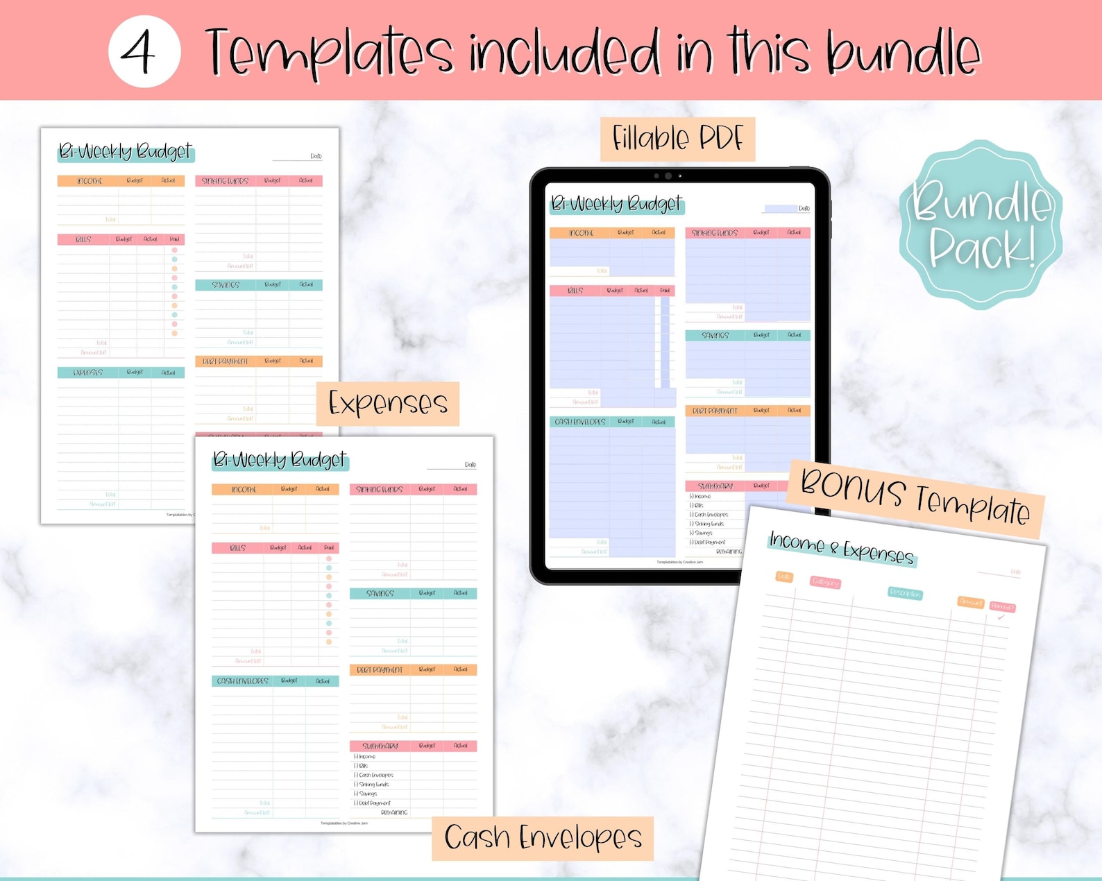 EDITABLE Biweekly Budget Planner Bi-weekly Template PDF - Etsy