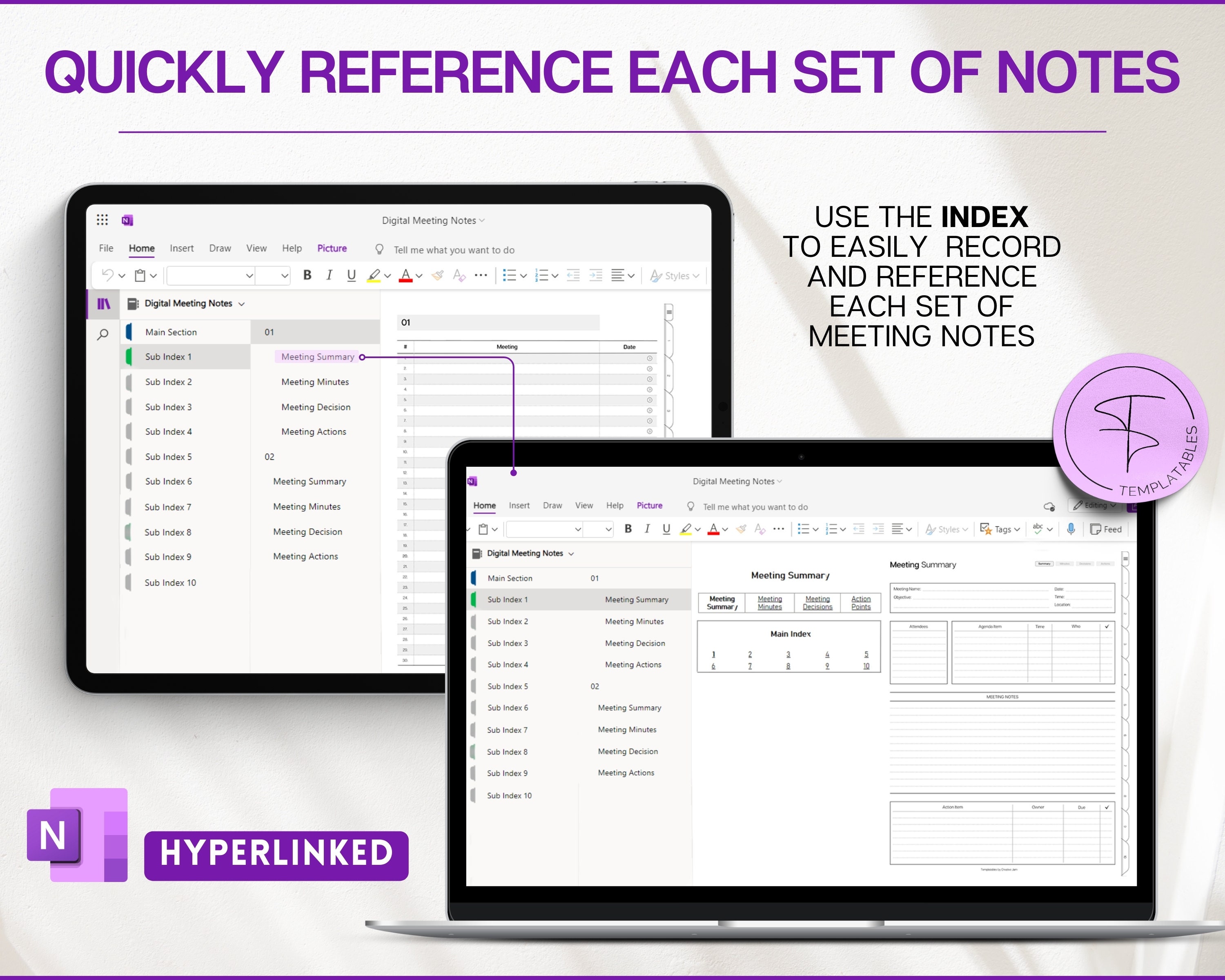 Onenote Meeting Notes Template, Editable Meeting Minutes, Digital ...