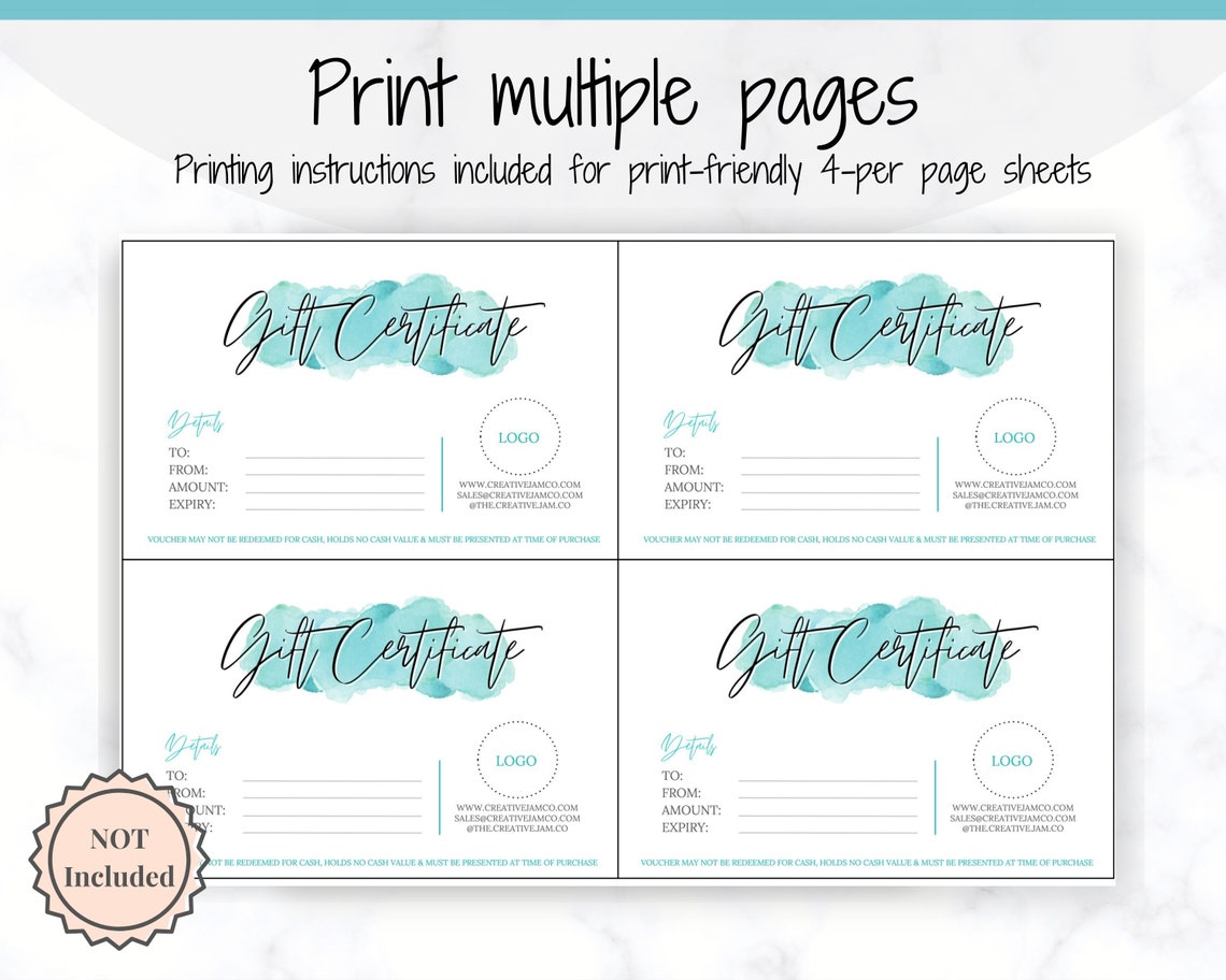 Gift Voucher Gift Certificate Template. Editable Gift Card | Etsy