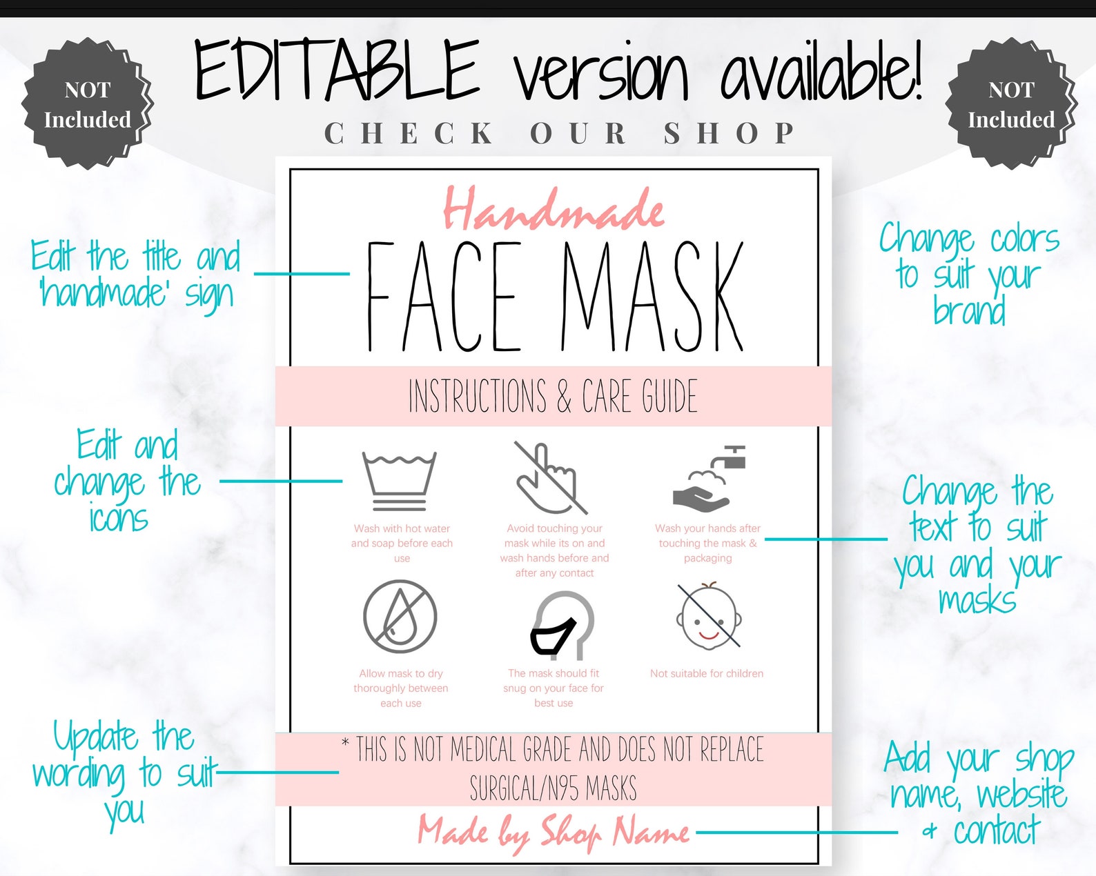 Face Mask LABEL CARE CARD How to Handle Order Card Face Mask - Etsy UK