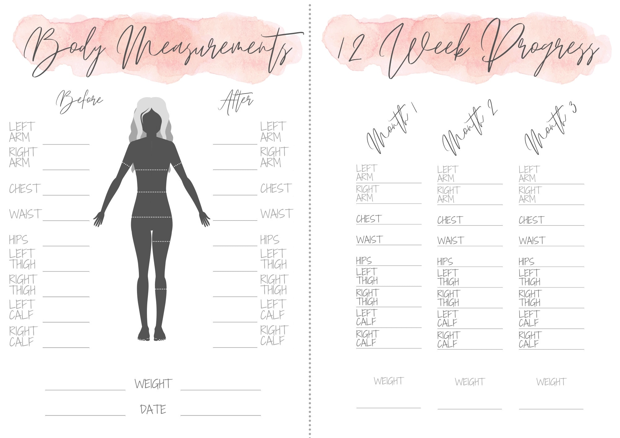 Body Measurement Fitness Planner for Weight Loss. Template - Etsy UK