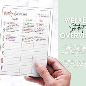 College Student Weekly Planner, Printable Weekly Schedule, College ...