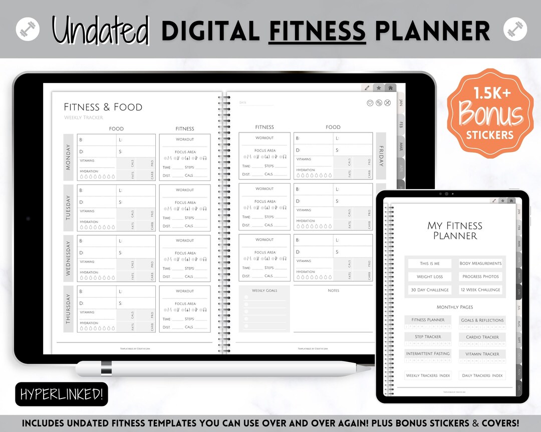Digital FITNESS Planner, Goodnotes Fitness Planner, Fitness Journal ...
