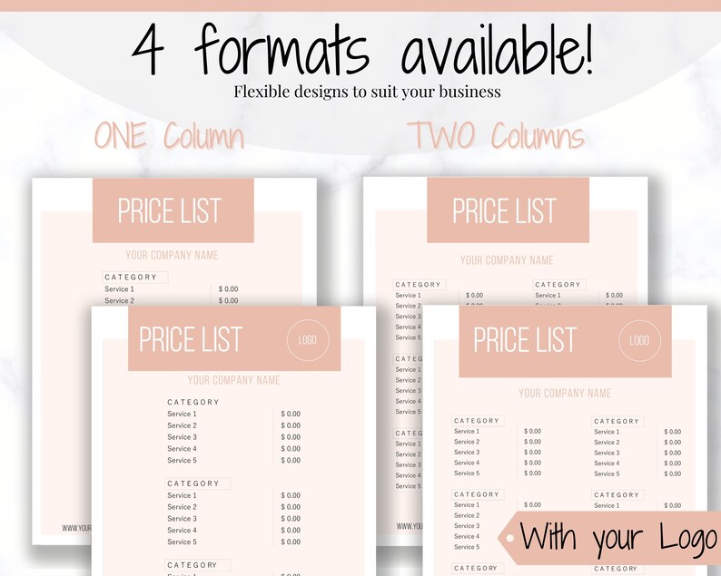 Editable PRICE LIST Template. Printable Price Sheet Price | Etsy