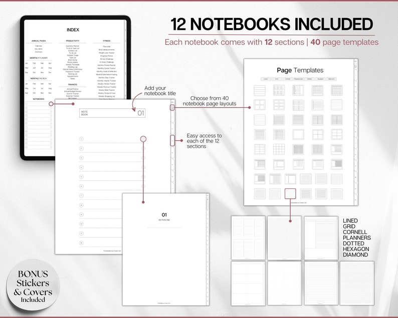 UNDATED Digital DAILY Planner, Weekly, Monthly Planner, Undated Life ...