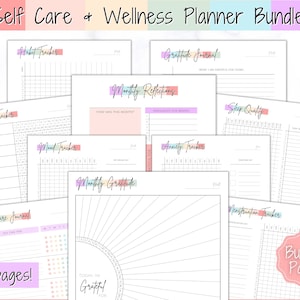 Wellness Planner & Self Care Journal BUNDLE, Printable Selfcare Tracker ...