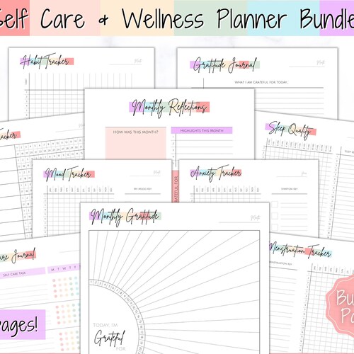 Wellness Planner BUNDLE Self Care Journal Printable Selfcare - Etsy