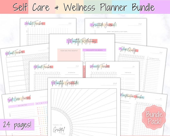 Wellness Planner & Self Care Journal BUNDLE Printable | Etsy