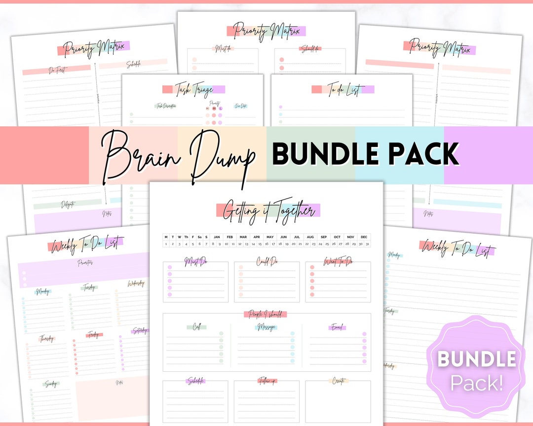 EDITABLE Brain Dump Template BUNDLE, to Do List Printable, ADHD Daily ...