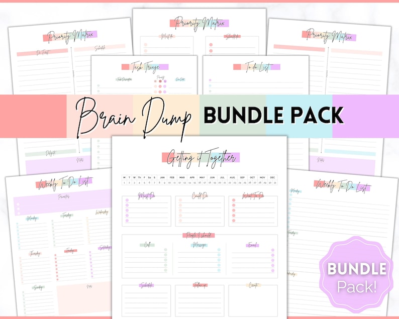 EDITABLE Brain Dump Template BUNDLE to Do List Printable - Etsy