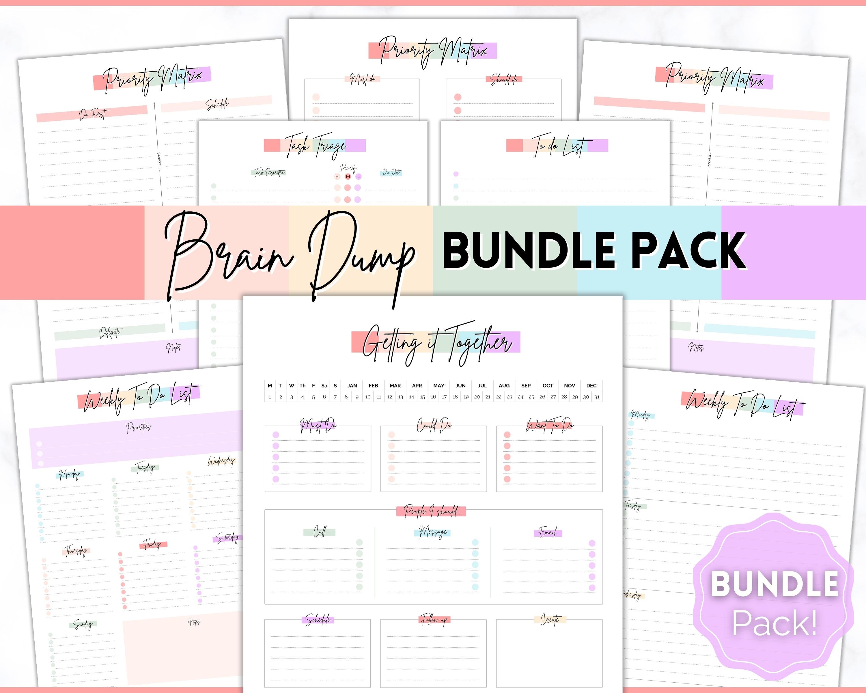 EDITABLE Brain Dump Template BUNDLE to Do List Printable - Etsy UK