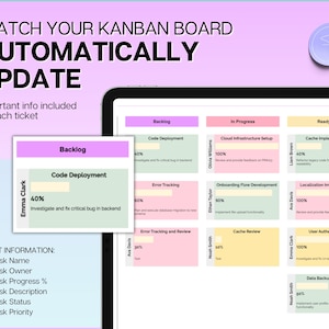 Kanban Board Spreadsheet, Project Management Gantt Chart, Project ...