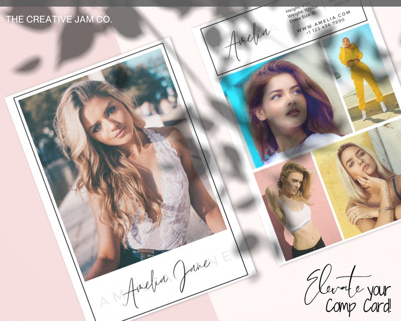 COMP CARD Template. Modeling Photocard Zed Card for Models. Z | Etsy