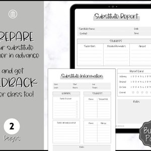 Substitute Teacher Report, Printable Teacher Planner Template, While ...