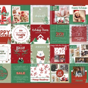 Happy Holiday Instagram Post Templates. Christmas Canva Template Pack ...