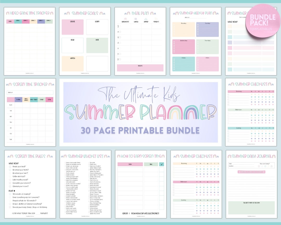 2023 Summer Planner, Kids Chore Chart, Summer Schedule, Screen Time ...