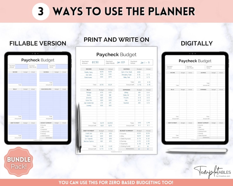 Paycheck Budget Planner, EDITABLE Budget by Paycheck Template, PDF ...