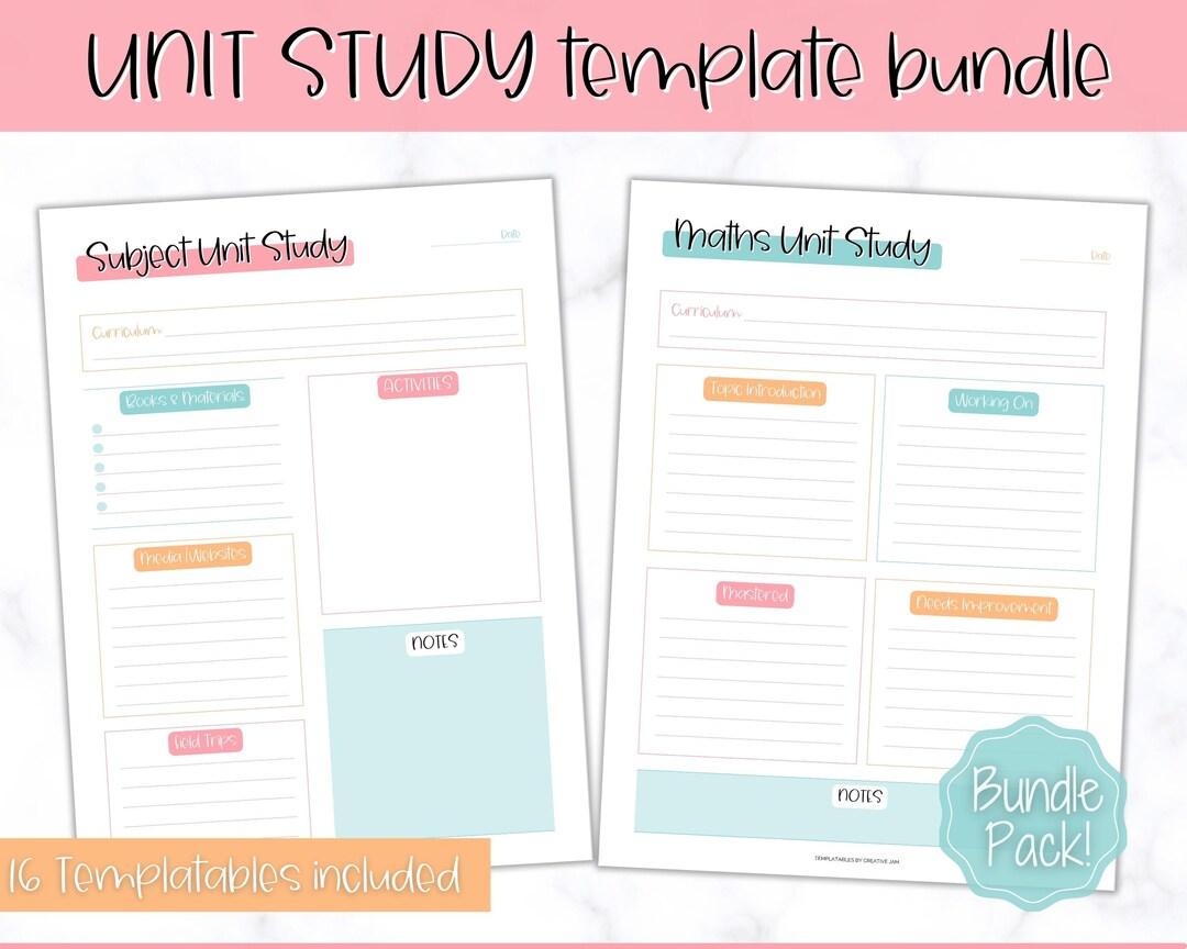 UNIT STUDY Template, Printable Homeschool Planner, Home School Teacher ...