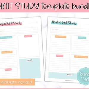UNIT STUDY Template, Printable Homeschool Planner, Home School Teacher ...