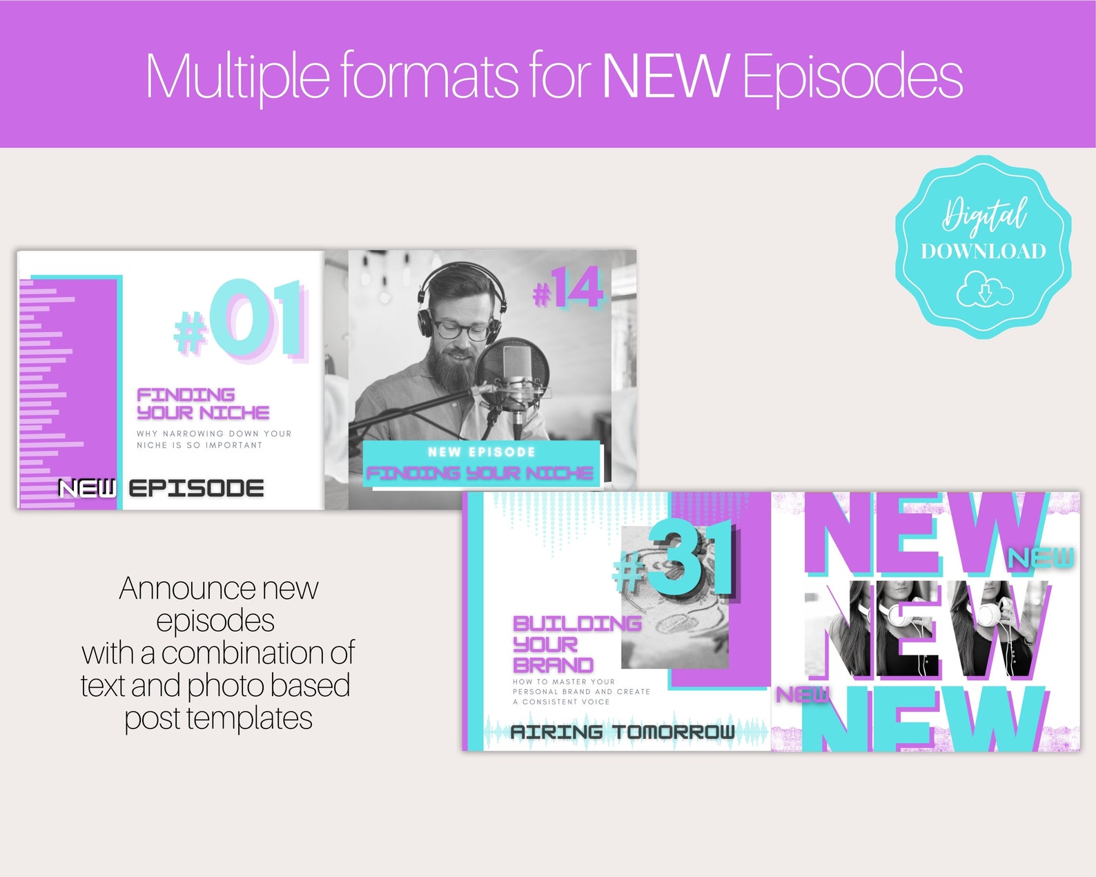 20 Podcast Facebook Post Templates. Editable Social Media - Etsy