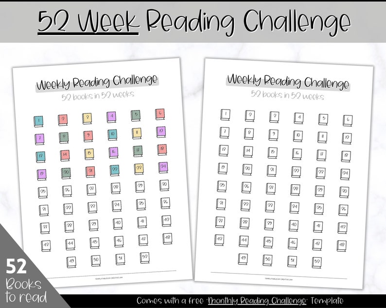 52 Weeks Book Challenge, 52 Books, Weekly Reading Challenge BUNDLE ...