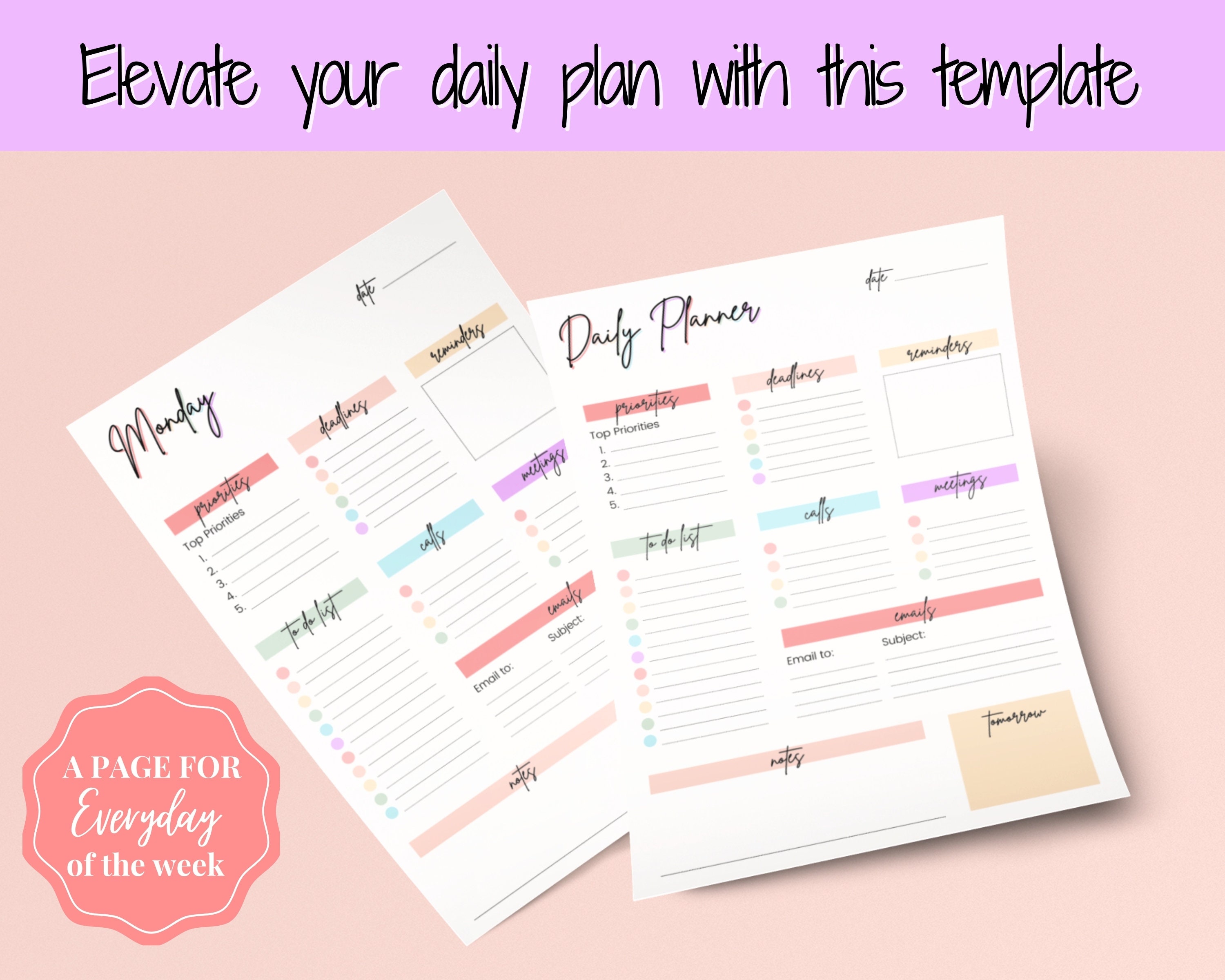 DAILY PLANNER PRINTABLE to Do List Printable Productivity | Etsy