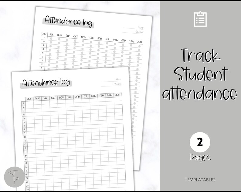 Attendance Sheet Attendance Record Tracker Printable Log - Etsy