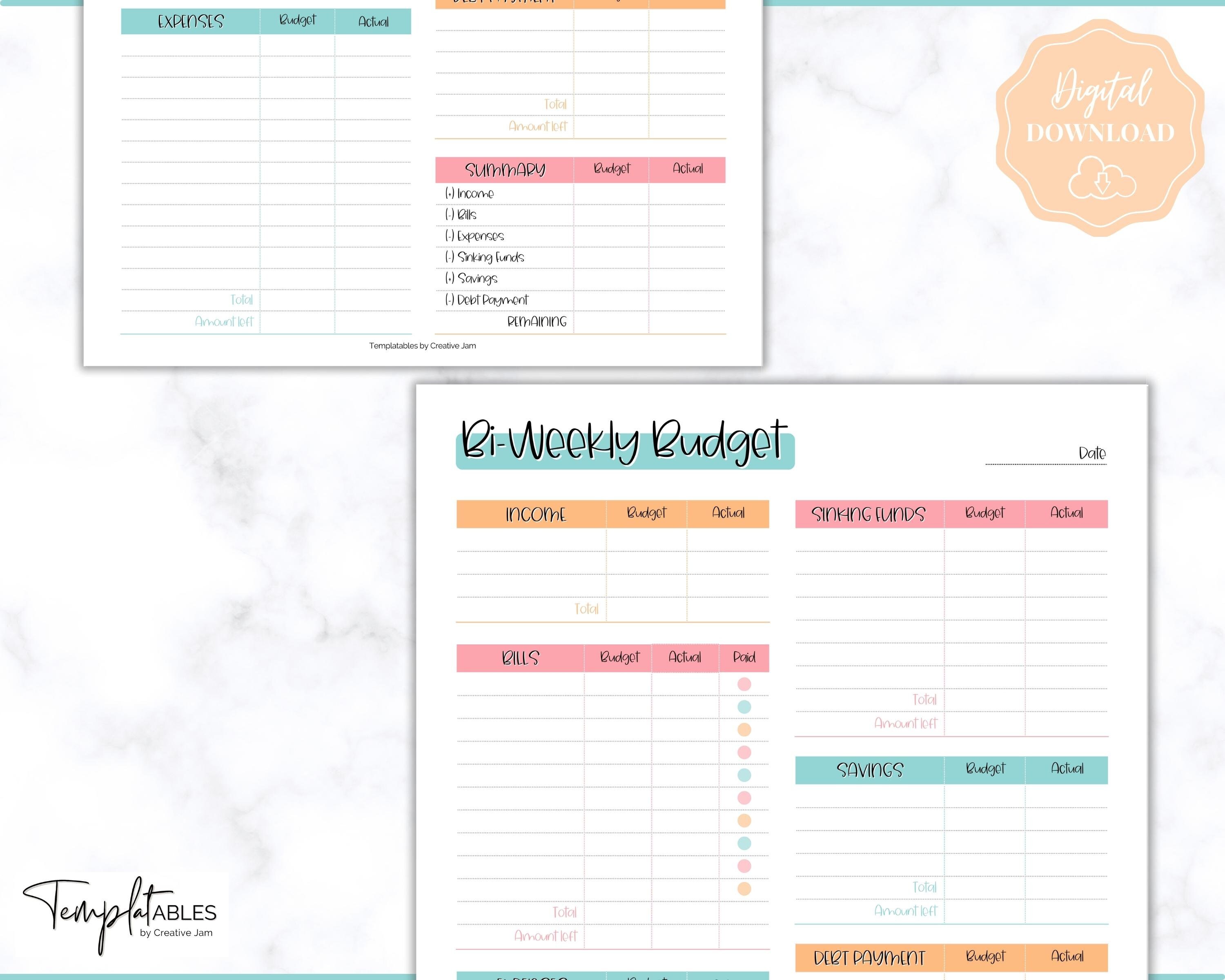 Biweekly Budget Planner EDITABLE Bi-weekly Template PDF - Etsy Australia