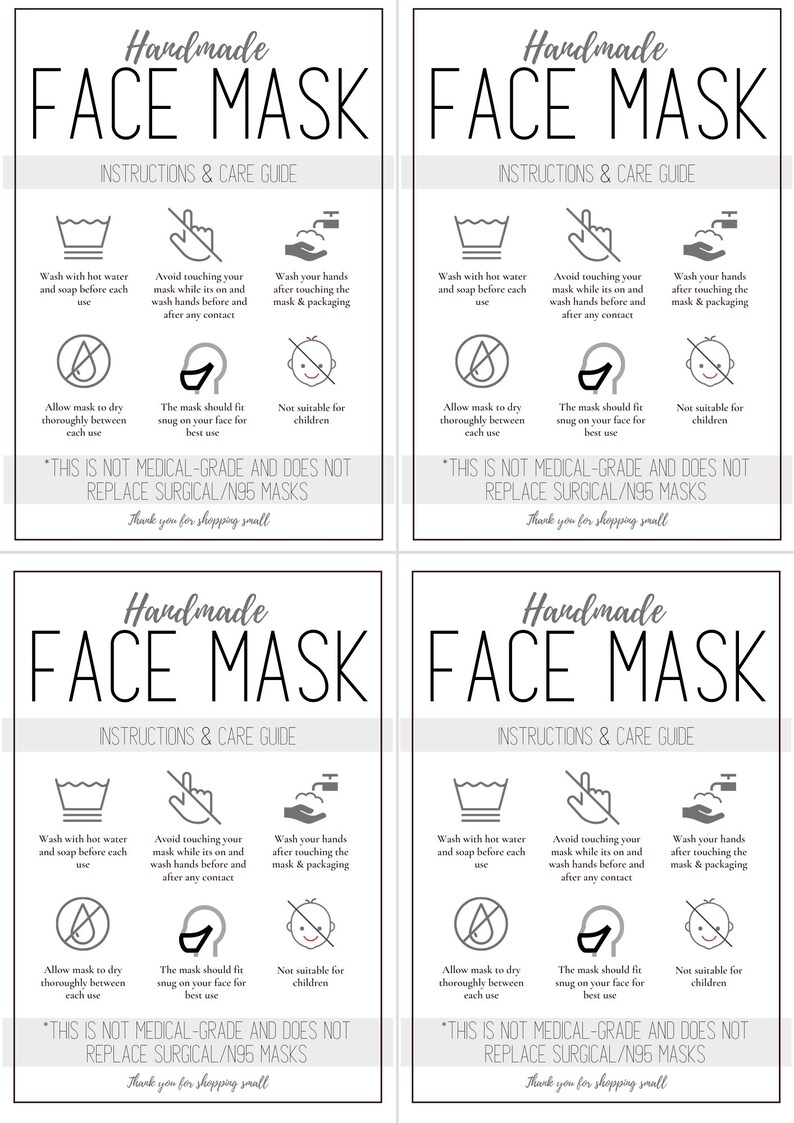 Face Mask LABEL CARE CARD How to Handle Order Card Face Mask | Etsy