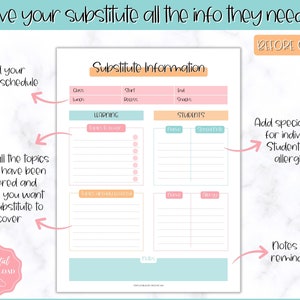 Substitute Teacher Note, Printable Teacher Planner Template, While You ...