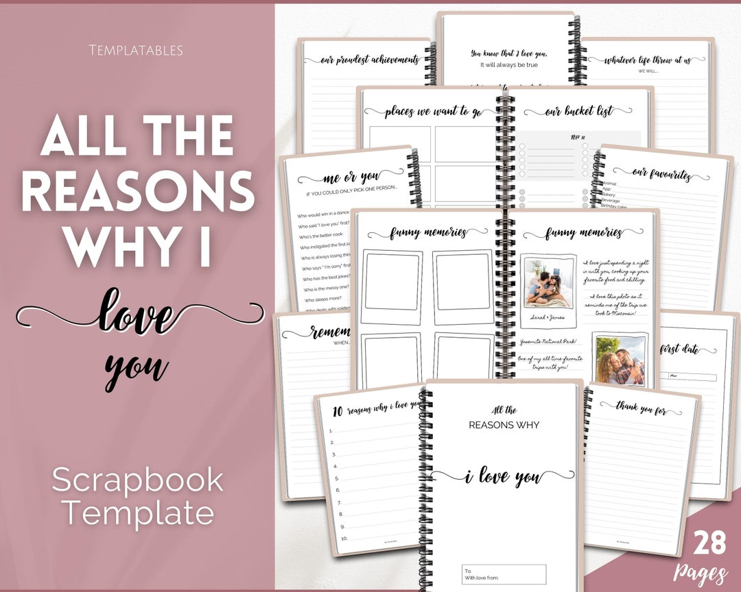 Reasons Why I Love You Scrapbook, Valentines Day Gift, Last Minute ...