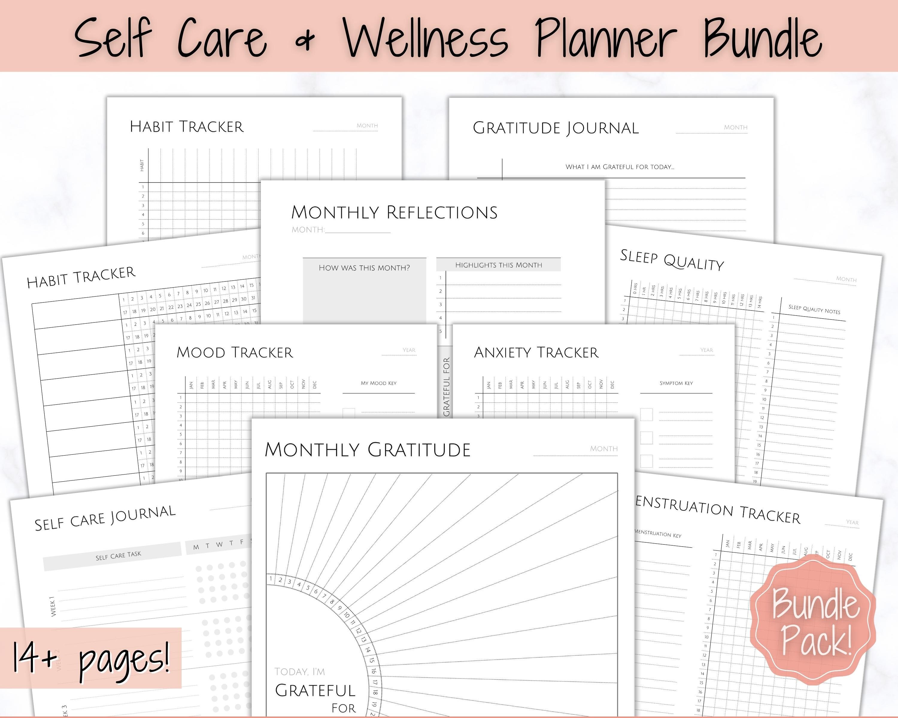Wellness Planner & Self Care Journal BUNDLE Printable | Etsy
