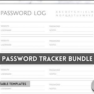 Printable Password Tracker BUNDLE, 3 Password Logs & Organizers ...