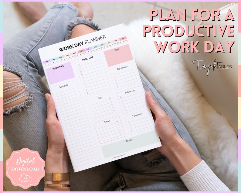 Editable Work Day Organizer Daily Planner Work From Home to - Etsy