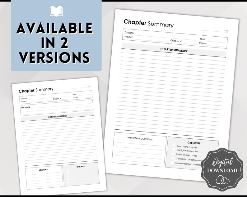 EDITABLE Chapter Summary Template Study Guide Textbook - Etsy