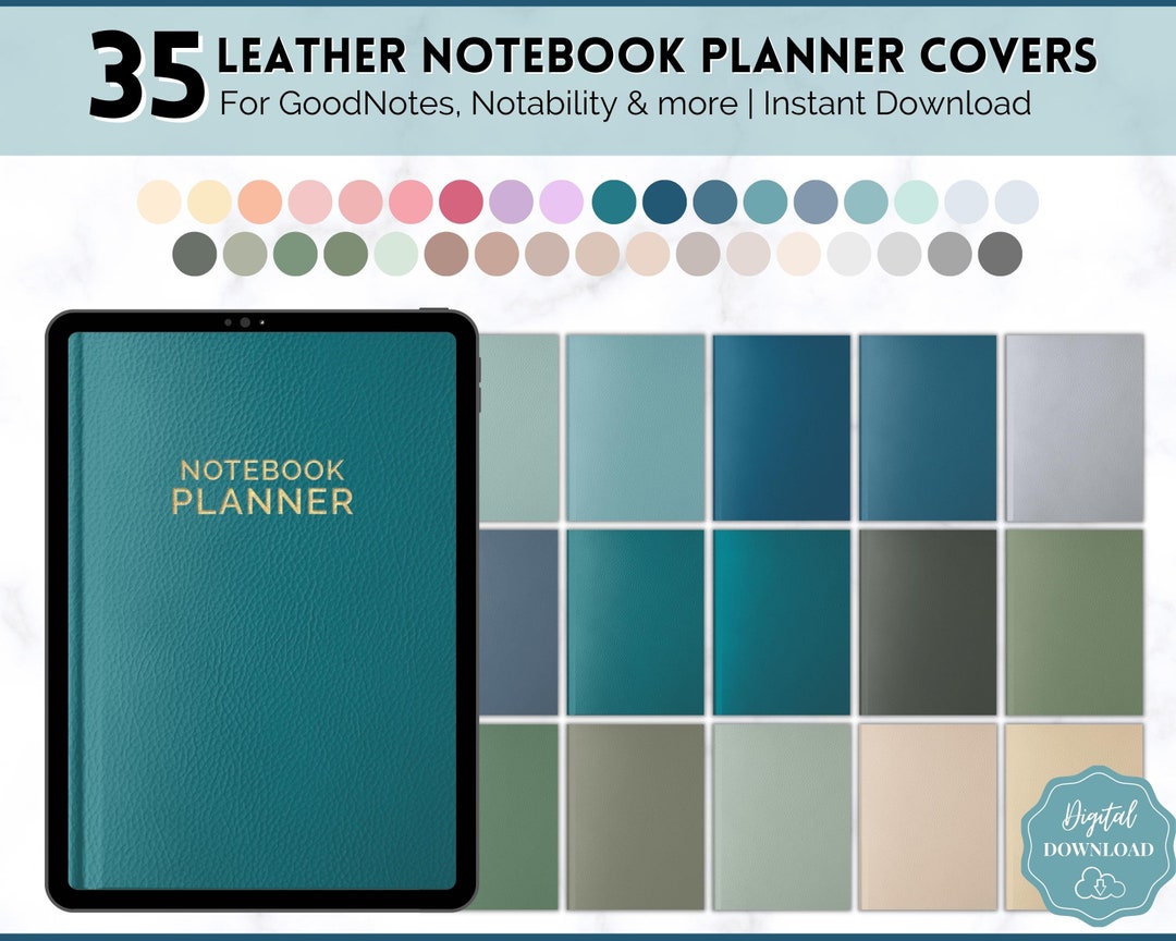 LEATHER Digital Notebook Covers, 35 Digital Planner Covers, Goodnotes ...