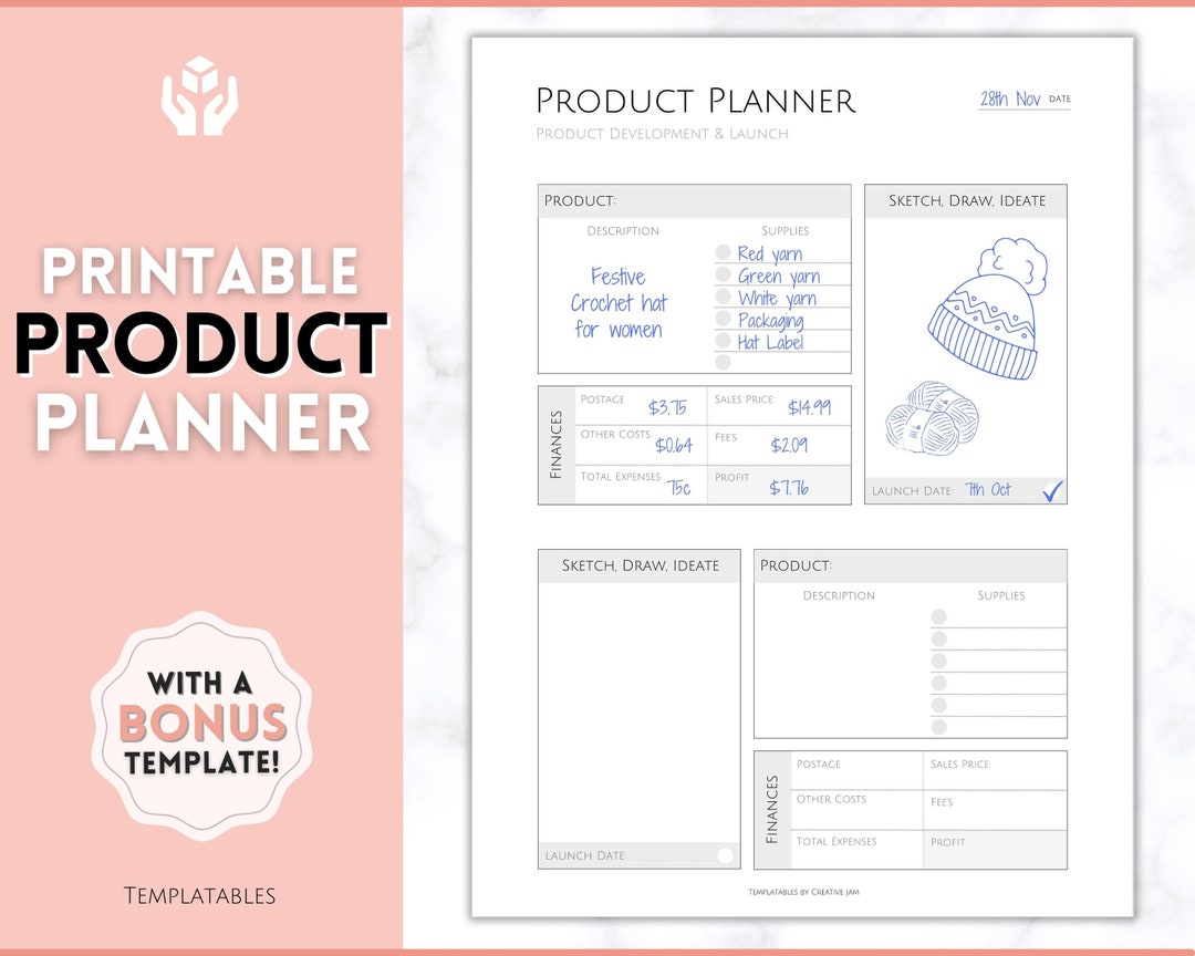 Product Planner Template, Small Business Plan, Printable Product Launch ...