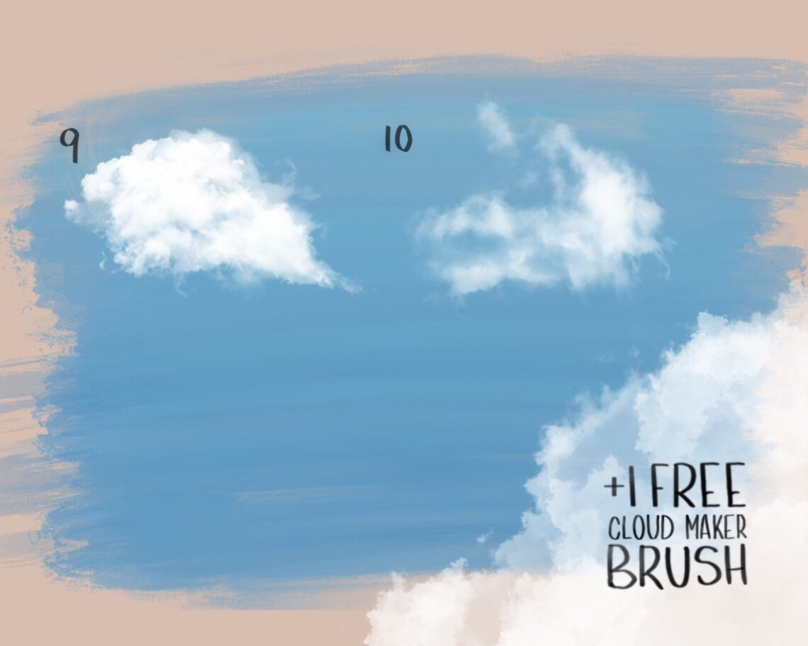 Procreate Cloud Brush Set of 10 Digital Stamps. Perfect for - Etsy