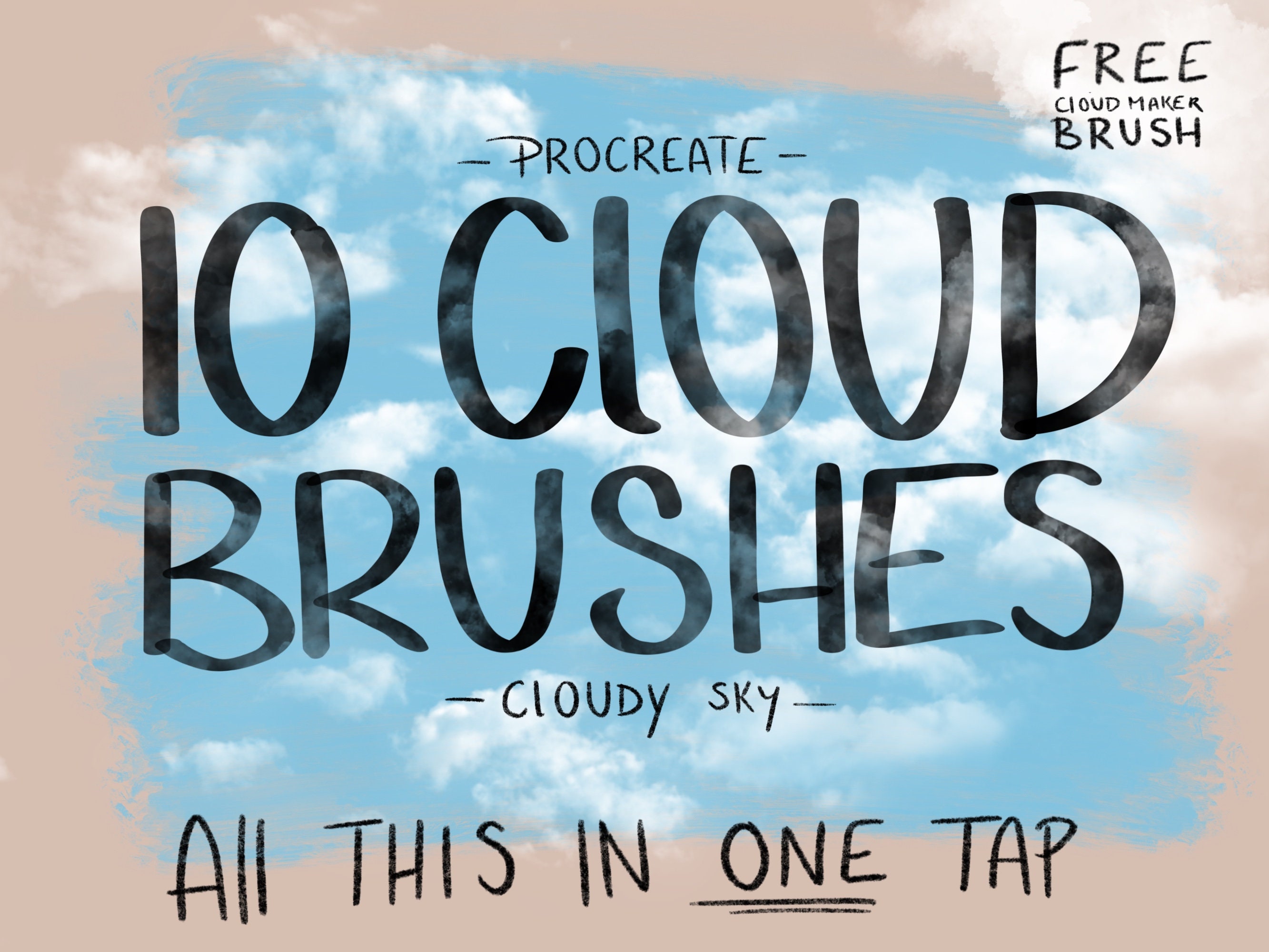 Procreate Sky Full of Clouds Brush Set of 10 Realistic Digital Stamps ...