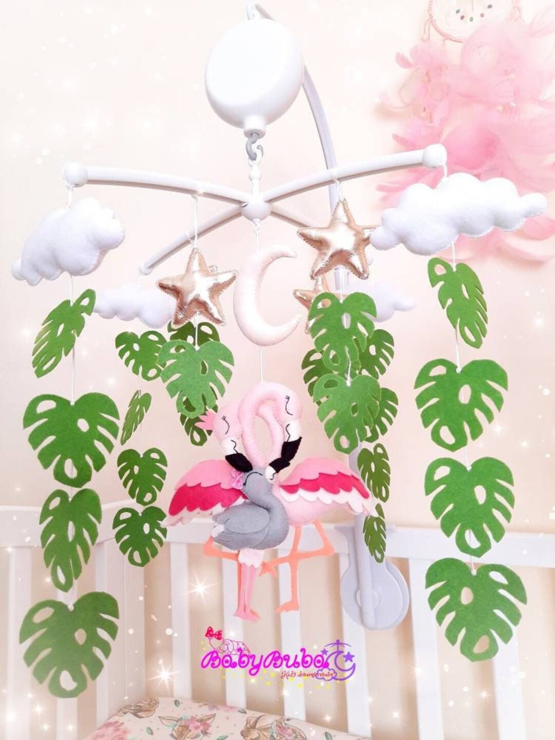 Tropical Cot Mobile, Tropical Baby Crib Mobile, Flamingo Nursery Decor ...